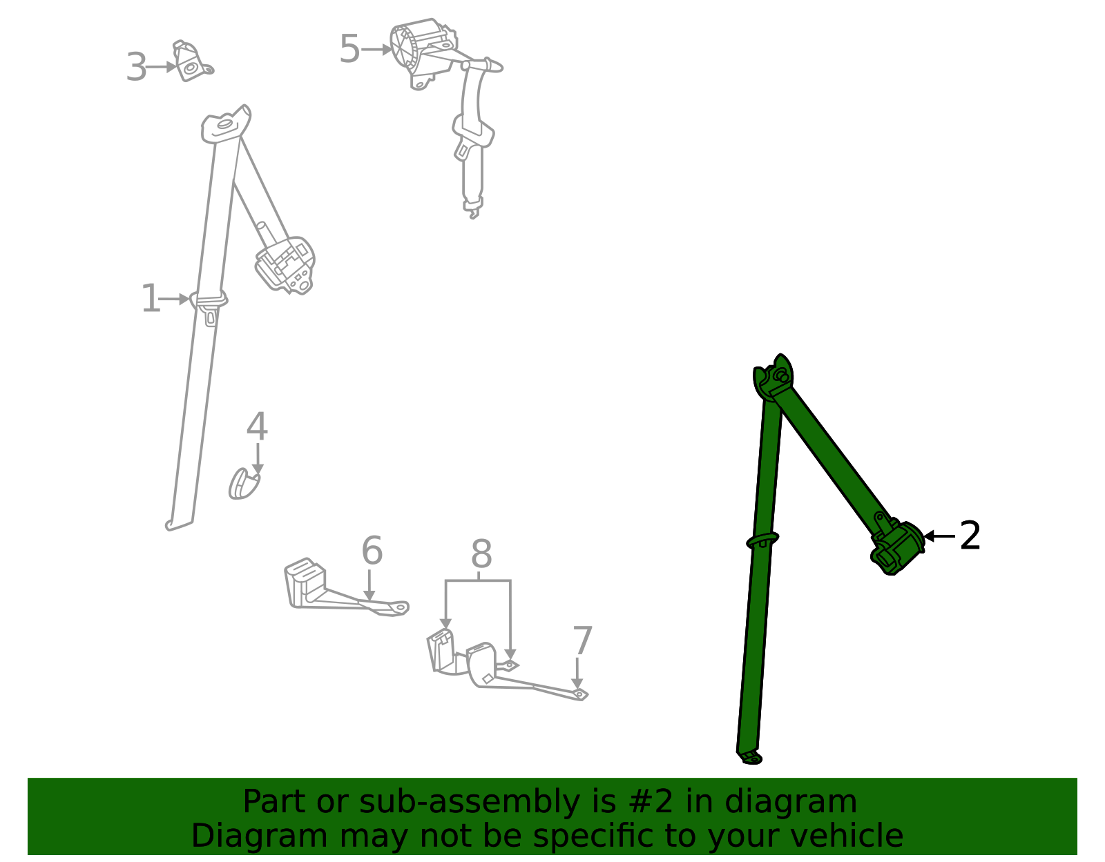2021-2024 Toyota Sienna Belt & Retractor 73570-08041-A2 | Toyota Parts ...