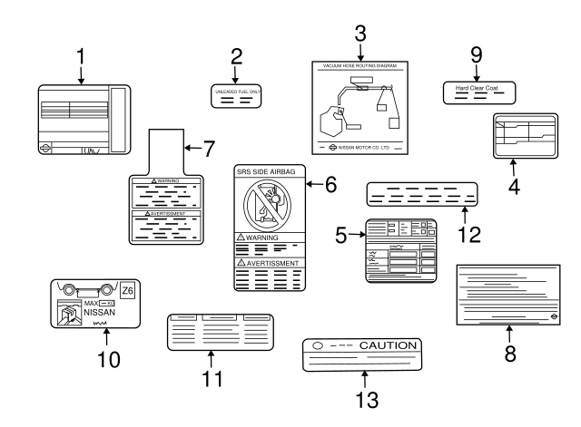 99053-AR000 - Caution Label 2003-2009 Nissan | Nissan Parts ...