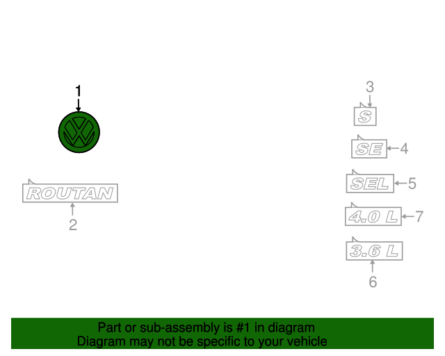 2009-2014 Volkswagen Routan Emblem 7B0-853-630 | vwpartscente