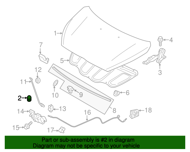 2014-2024 Mitsubishi Hood Bumper 6400C726 | Mitsubishi Parts Warehouse ...