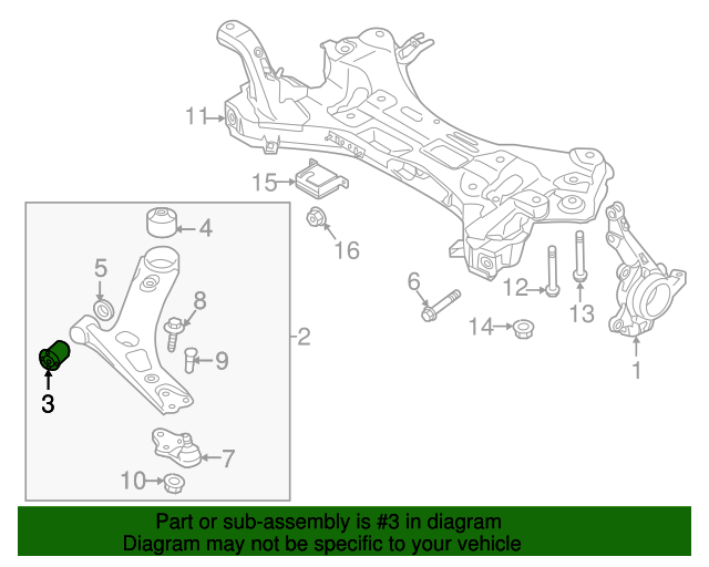 2011-2012 Kia Sportage Lower Control Arm Bushing 54551-2S000 | QuirkParts