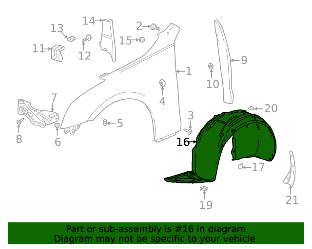 2020-2024 Cadillac CT4 Front Passenger Side Wheelhouse Liner 84957746 ...