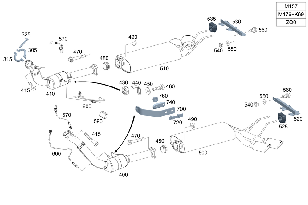 2013-2018 Mercedes-Benz G63 AMG Exhaust Line 463-490-85-19 | MB OEM Parts