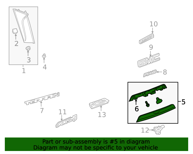 2018-2024 GMC Terrain Exterior Bright Chrome Rear Closure Center ...