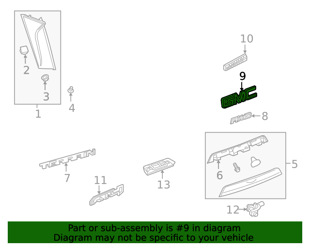 2018-2021 GMC Terrain Liftgate Emblem 84321763 GM | GMPartsDirect.com