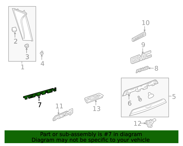 2019-2023 GMC Terrain Vehicle Name Plate 84376477 | Chevy Parts Pro