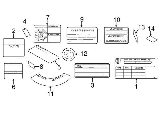 2018-2019 Subaru Crosstrek AC Label 73772FL030 | TascaParts.com