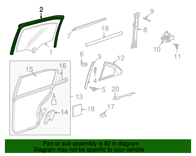 221-735-65-25 - Window Channel 2007-2013 Mercedes-Benz ...