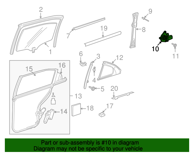221-820-30-42 - Power Window Motor 2007-2013 Mercedes-Benz ...
