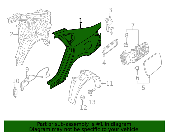 2017-2020 Kia Cadenza Quarter Panel - Driver's Side (LH) 71503-F6C00 ...