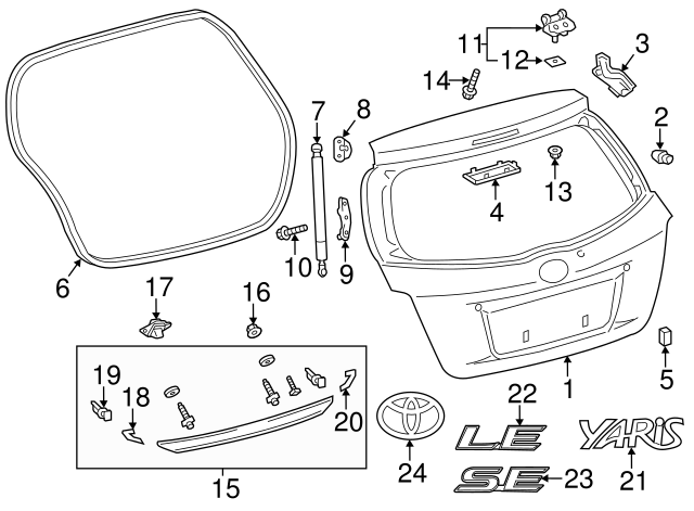 2012-2017 Toyota Yaris Hatch Emblem 75442-52370 | Sparks Parts