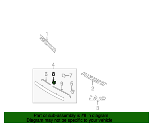 2010-2011 Hyundai Accent Molding Assembly Bolt 87376-1E010 | QuirkParts