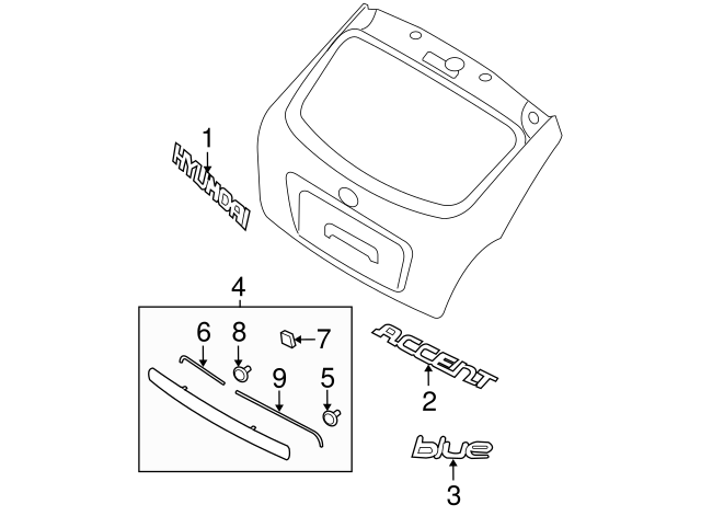87370-1E210 - Molding Assembly 2007-2011 Hyundai Accent | Hyundai Parts Pro