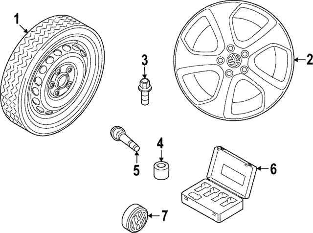 2023-2024 Volkswagen Wheel, Alloy 5H0-601-025-AD-AX1 | OEM Parts Online