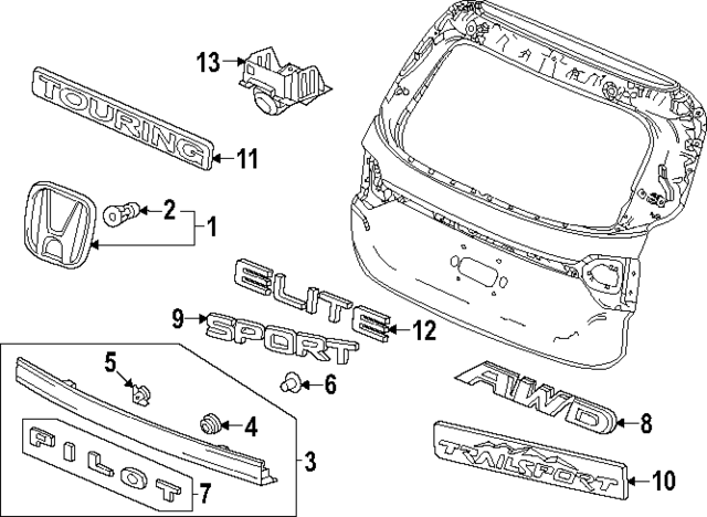 OEM 2023-2024 Honda Pilot Nameplate 75752-T90-A01 | Honda Automotive Parts
