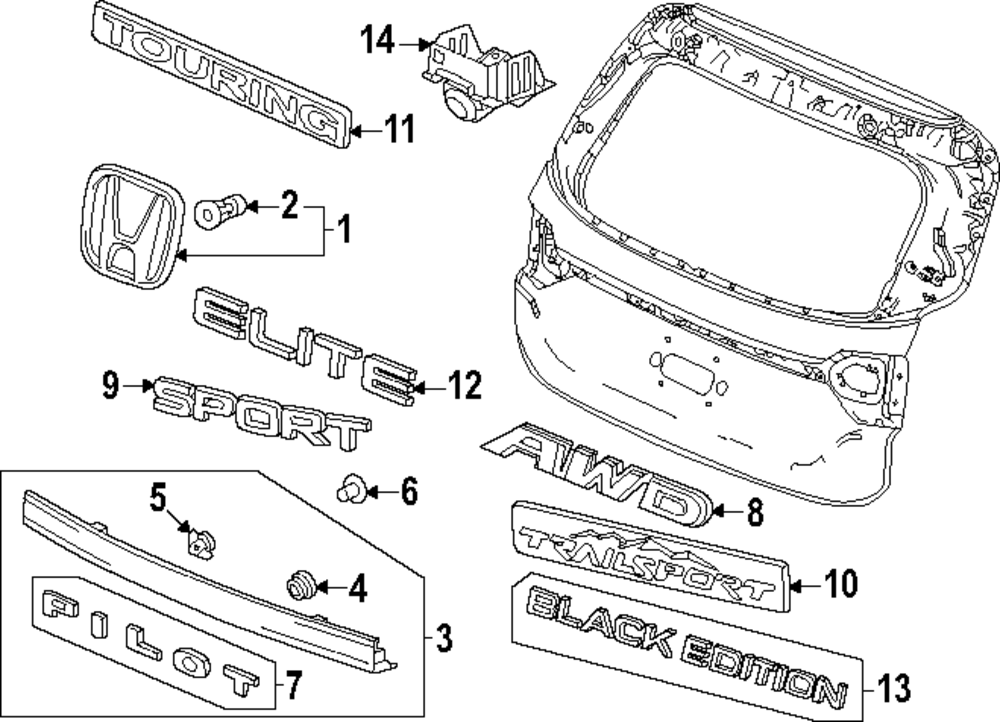 75732-T90-A01 - 2023-2025 Honda Pilot - Nameplate | Genuine Honda Parts
