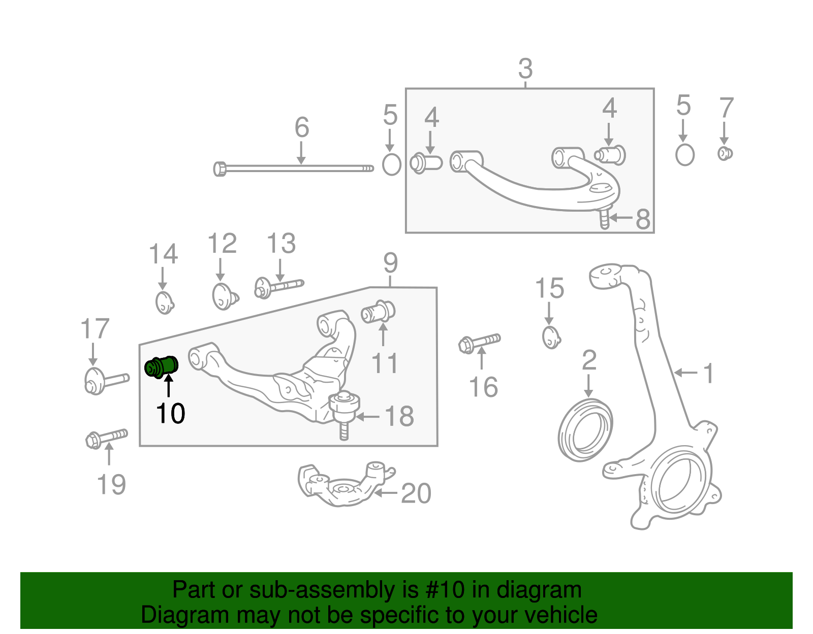 2003-2009 Toyota Suspension Control Arm Bushing (Left, Right, Front ...