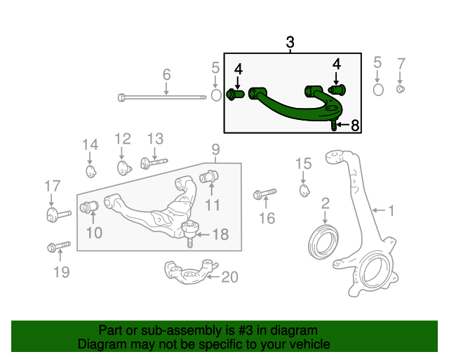 2003-2021 Toyota Suspension Control Arm (Right, Front, Upper) 48610 ...