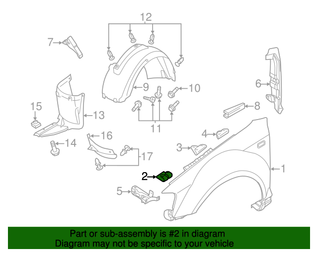 2009-2013 Audi Fender Front Bracket 8P0-821-471 | Audi USA Parts
