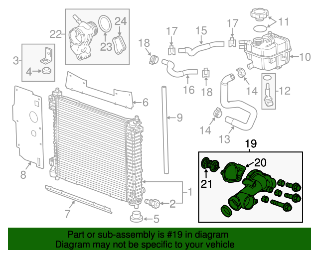 2010-2011 Cadillac SRX Engine Coolant Thermostat and Housing Assembly ...