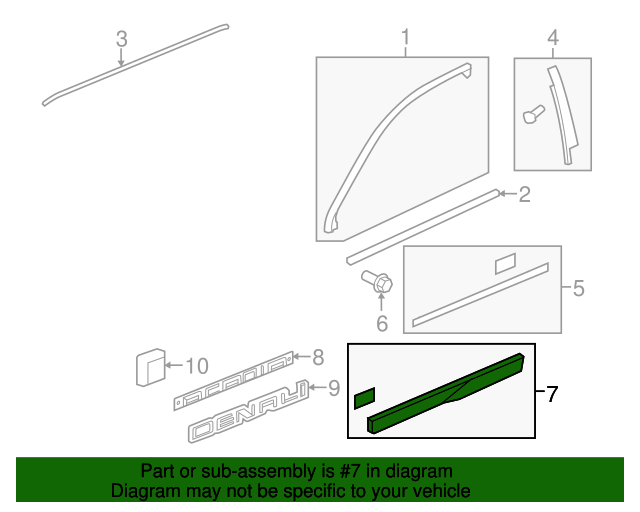 2013-2017 GMC Primed Front Passenger Side Door Lower Molding 19259499 ...