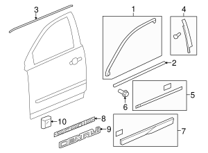 19259496 - Driver Side Front Door Center Molding 2013-2016 GMC Acadia ...