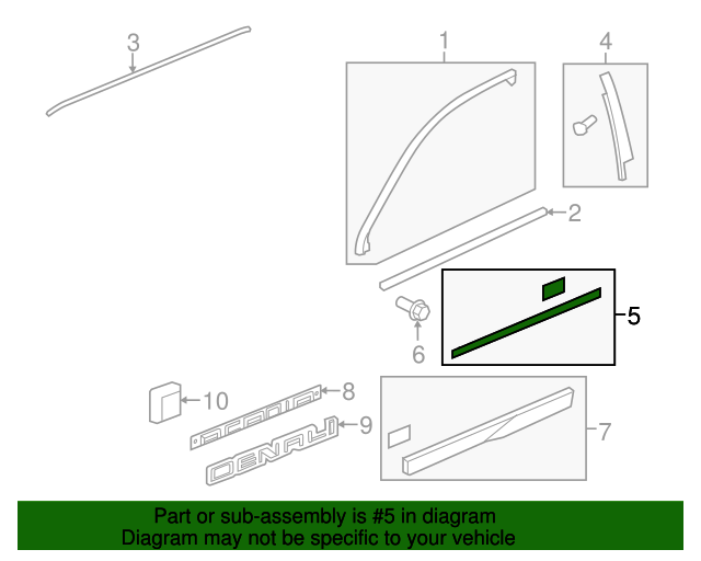 22777228 Molding - New OEM Part From GM Parts Direct | GM Parts Store