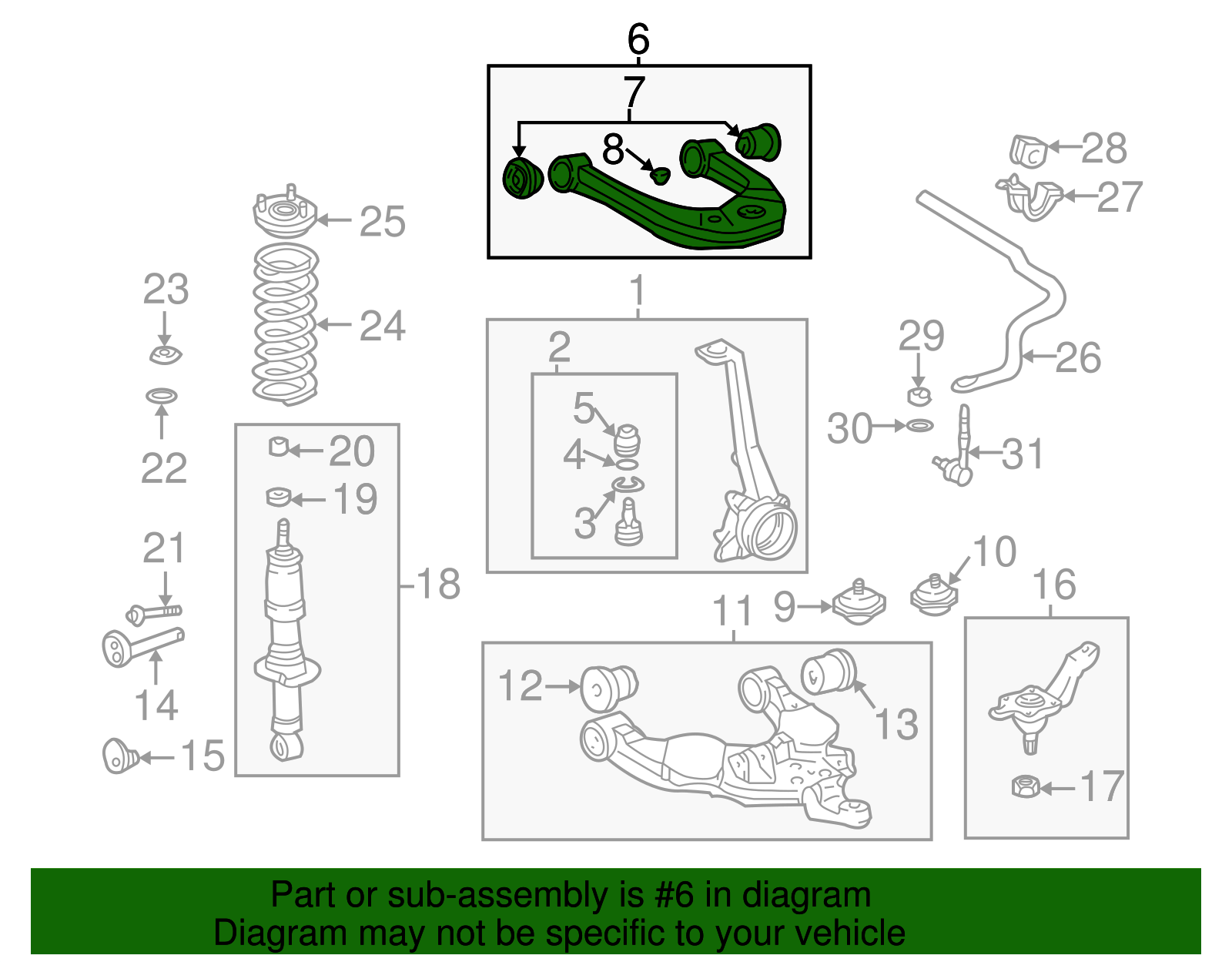 2000-2007 Toyota Suspension Control Arm (Left, Front, Upper) 48630 ...
