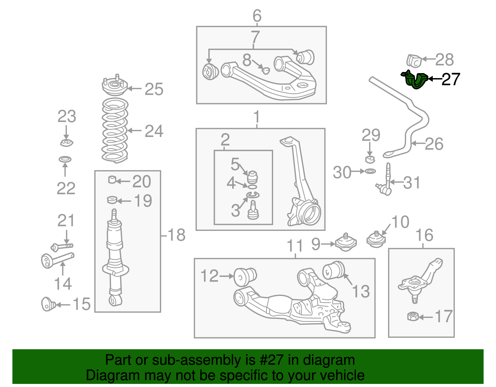 2001-2007 Toyota Suspension Stabilizer Bar Bracket (Right, Front) 48824 ...