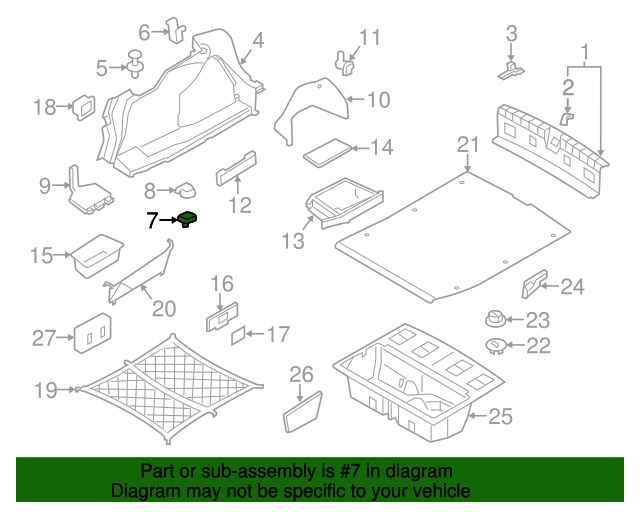 51477271174 - 2012-2024 BMW Trunk Side Trim Hook (51-47-7-271-174 ...