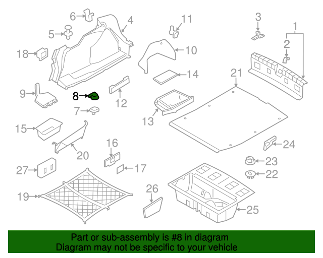 51477274764 - 2012-2024 BMW Trunk Side Trim Cover (51-47-7-274-764 ...