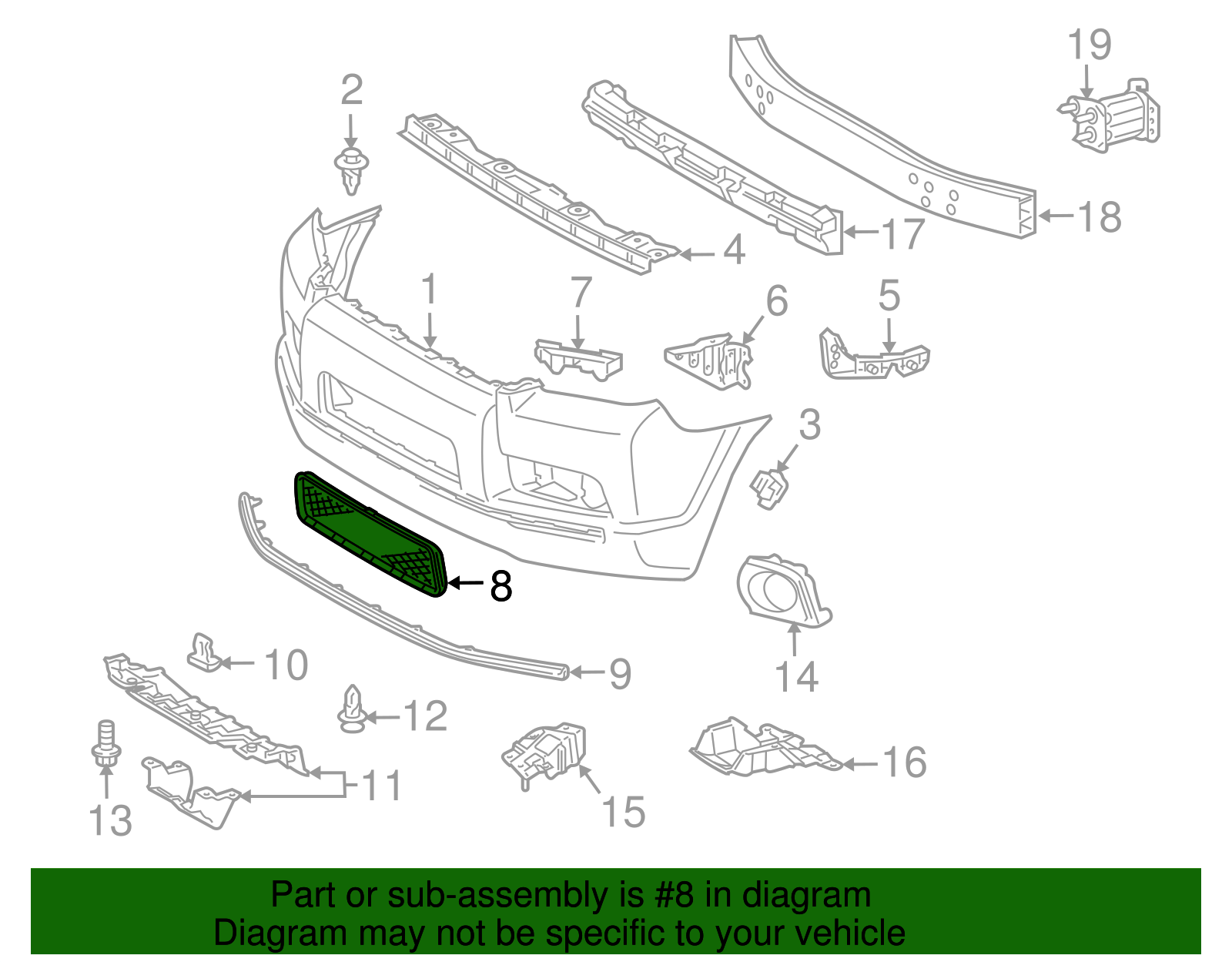 Toyota Lower Grille Part# 5311235050 | Toyota Of Colorado Springs Parts