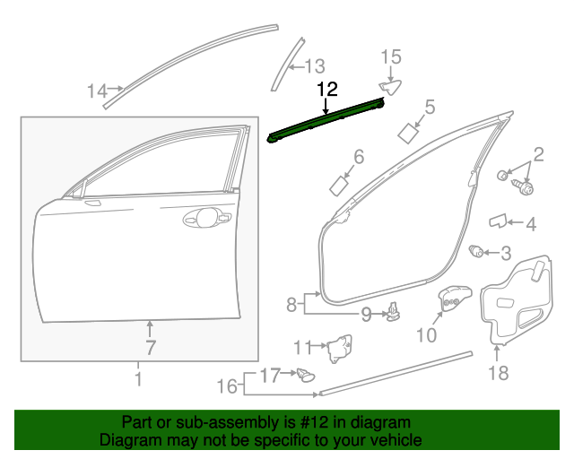 68171-53050 - Door Window Belt Weatherstrip 2017-2023 Lexus ...
