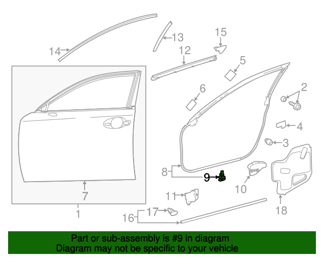 67867-12150 - Surround Weather-Strip Retainer 1992-2023 Lexus | Lexus ...