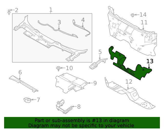 LR151474 - Cowl Insulator 2020-2023 Land Rover | AutoNationParts.com