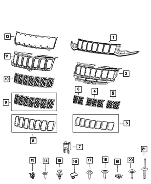 2017-2021 Jeep Grand Cherokee Texture Grille, Right 68264285AA | Mopar ...