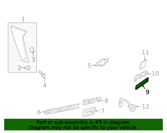 2019-2024 Chevrolet Chrome Liftgate Trim Level Name Plate (PREMIER ...