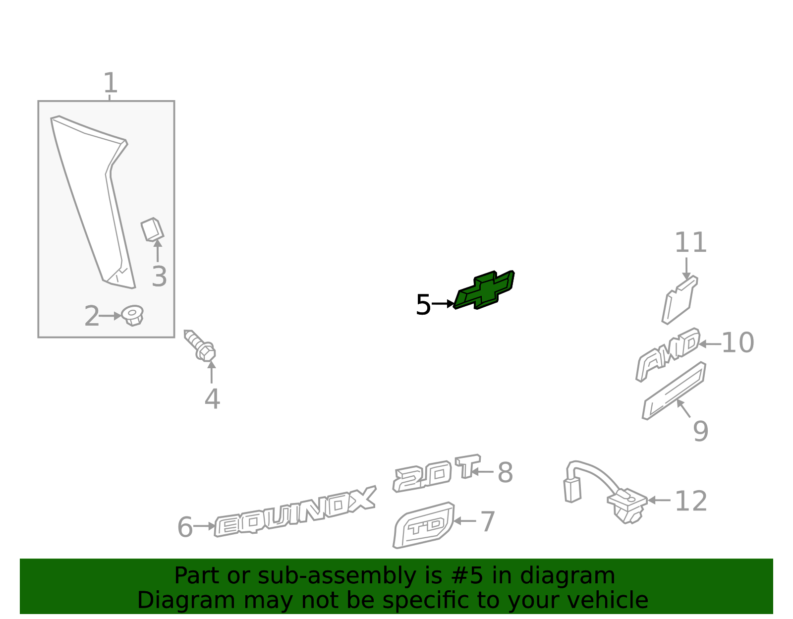2018-2024 Chevrolet Equinox Decklid Emblem in Black 23373667 GM ...