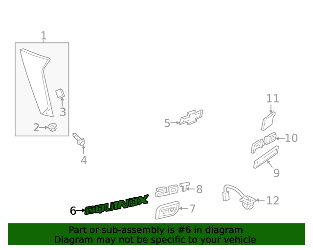 2017-2024 Chevrolet Equinox Liftgate Vehicle Name Plate 84121293 GM ...