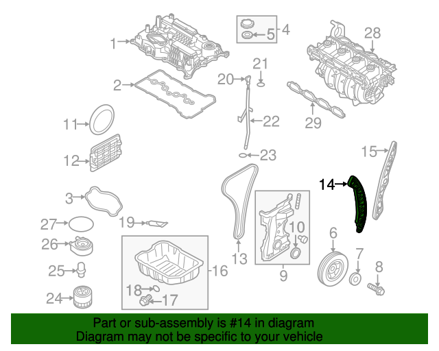 2014-2020 Kia Engine Timing Chain Tensioner 24470-2G803 | QuirkParts