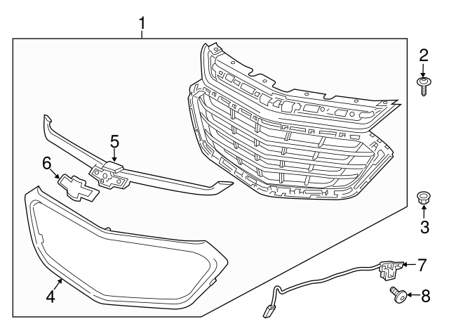 84150738 - Bright Chrome Front Grille with Bowtie Emblem and Bezels ...