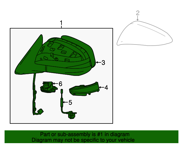 OEM 2014-2019 Toyota Highlander Mirror Assembly Right, Front Right Part ...