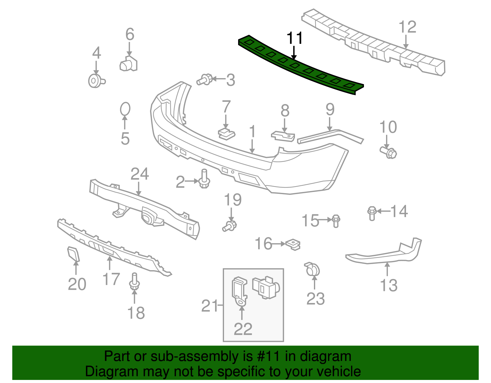 71510-SZA-A00ZA - 2009-2015 Honda Pilot - Step Rear Bumper *NH533 ...