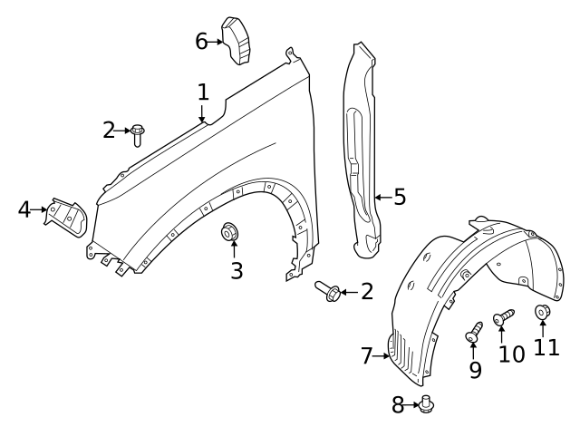 2019-2020 Hyundai Santa Fe Fender Liner 86812-S2000 | HyundaiParts.Online