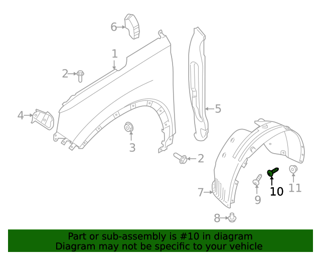 2019-2022 Hyundai Fender Liner Retainer Screw 12495-06207-K | QuirkParts