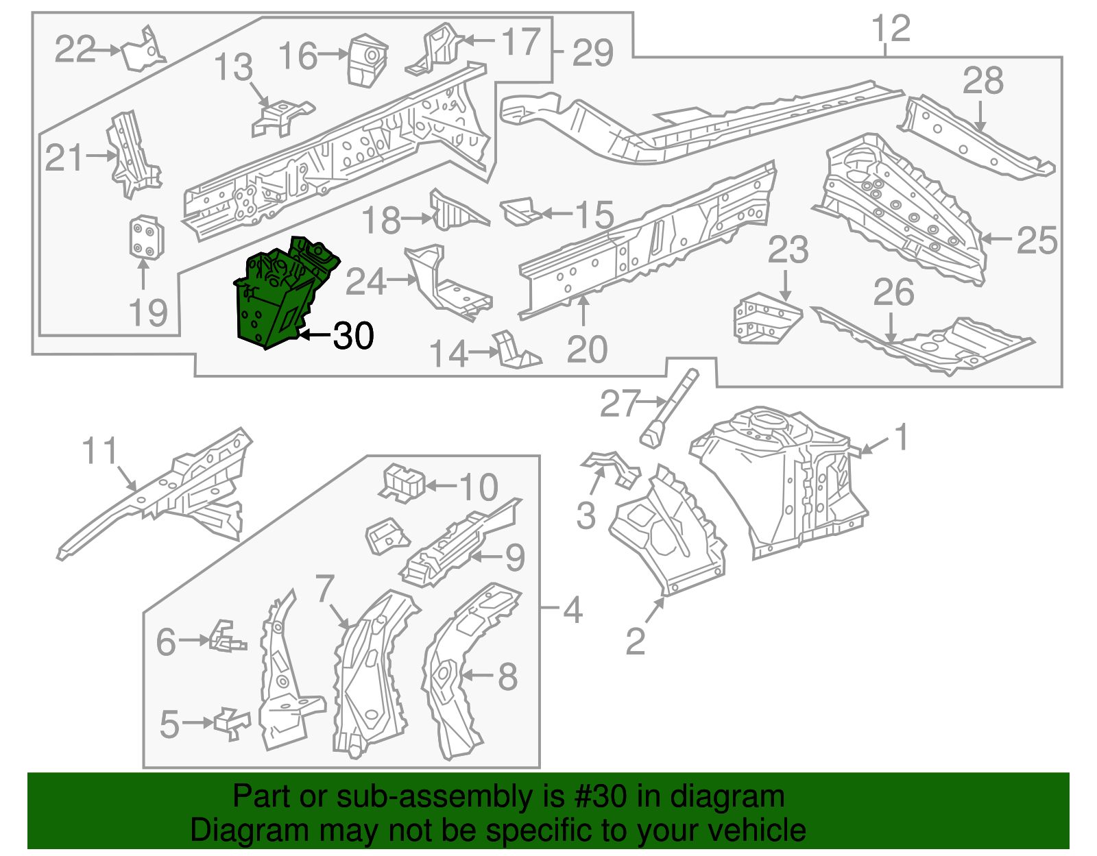 84239358 - Driver Side Body Drivetrain and Front Suspension Frame ...