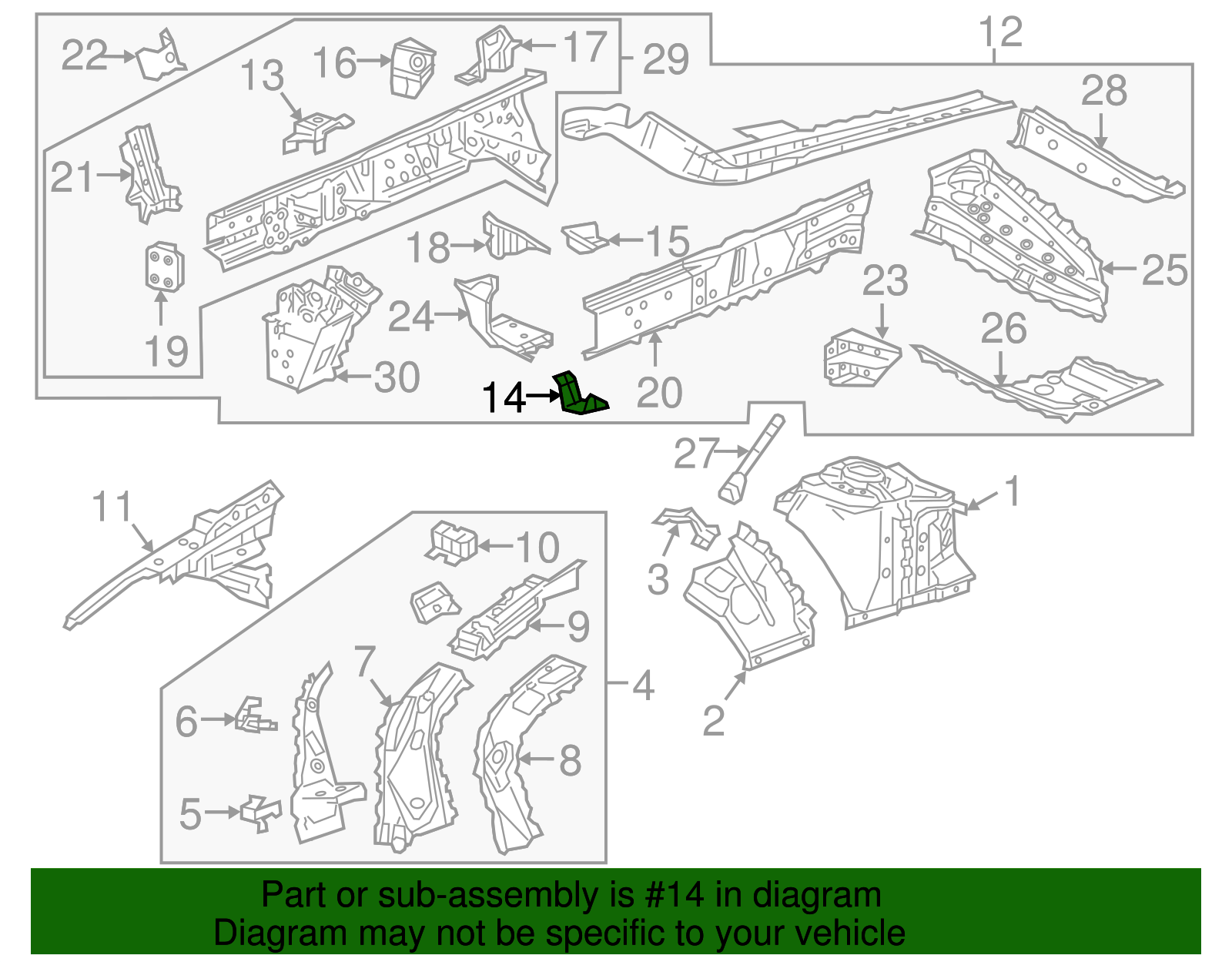 2016-2025 GM Rail Assembly Lower Bracket 23499134 GM | GMPartsDirect.com