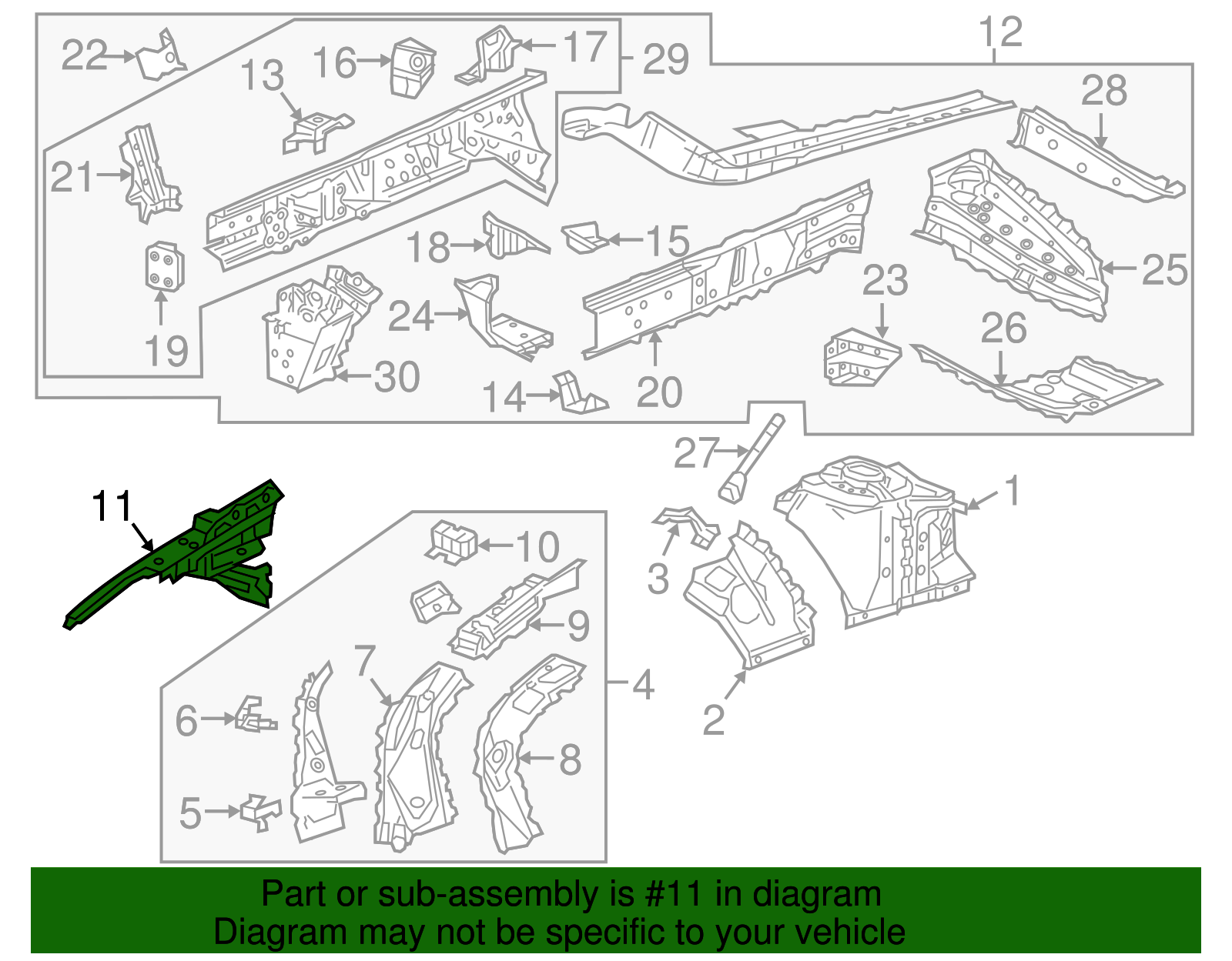 2016-2024 Chevrolet Malibu Driver Side Front Engine Compartment Upper ...