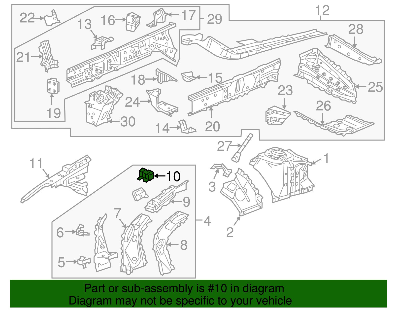 2016-2025 GM Front Driver Side Wheelhouse Panel Brace 22978134 GM ...