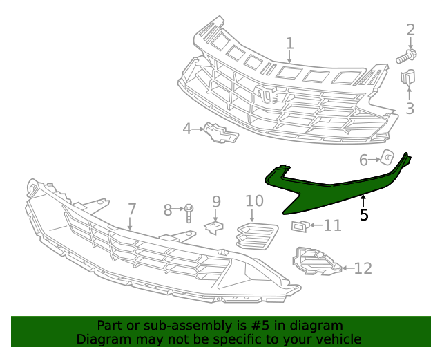 84112272 - Front Passenger Side Outer Grille Opening Bezel 2019-2023 ...